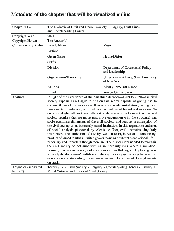 (PDF) CIVIL AND UNCIVIL SOCIETY. Fragility, Fault Lines, and ...