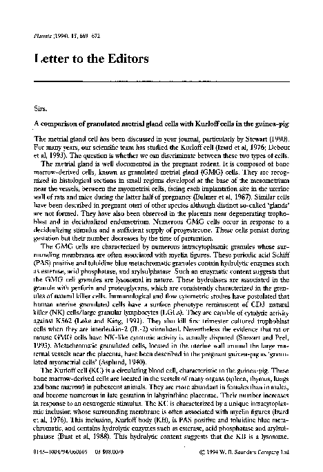 (PDF) A comparison of granulated metrial gland cells with Kurloff cells ...
