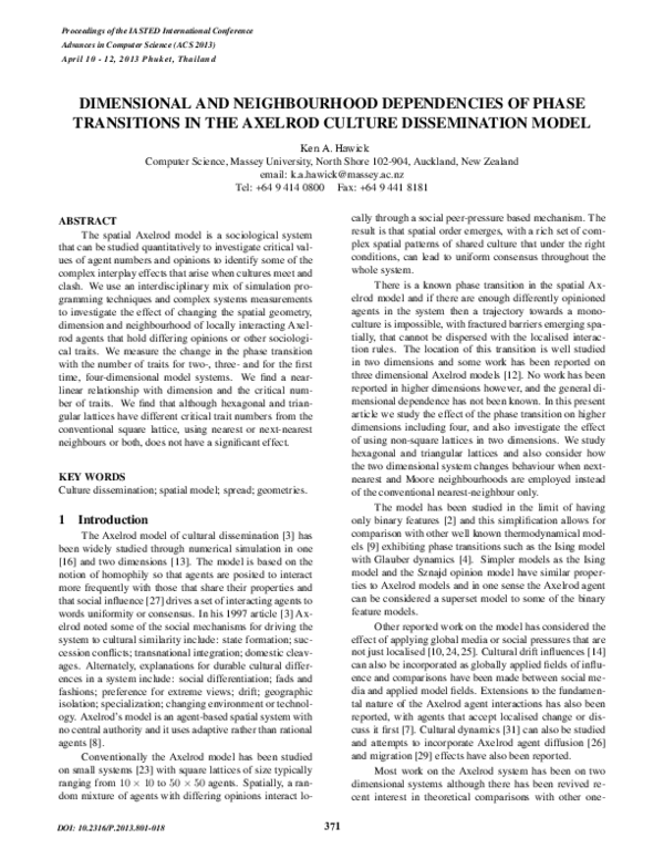 (PDF) Dimensional and Neighbourhood Dependencies of Phase Transitions ...