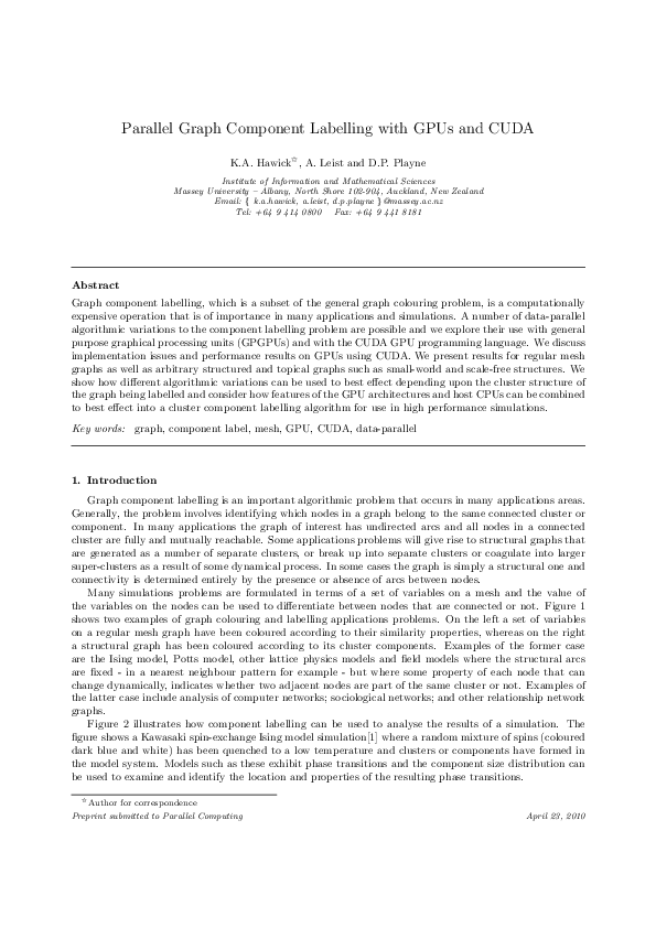 (PDF) Parallel graph component labelling with GPUs and CUDA