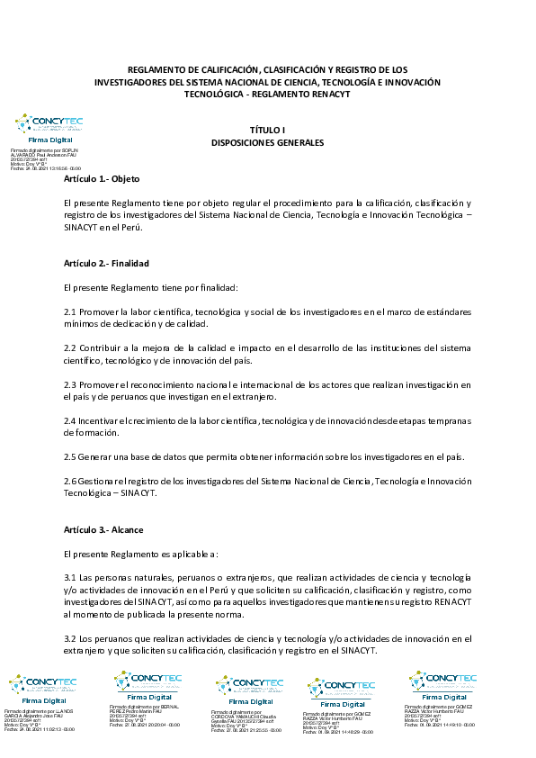 (PDF) REGLAMENTO DE CALIFICACIÓN, CLASIFICACIÓN Y REGISTRO DE LOS INVESTIGADORES DEL SISTEMA ...