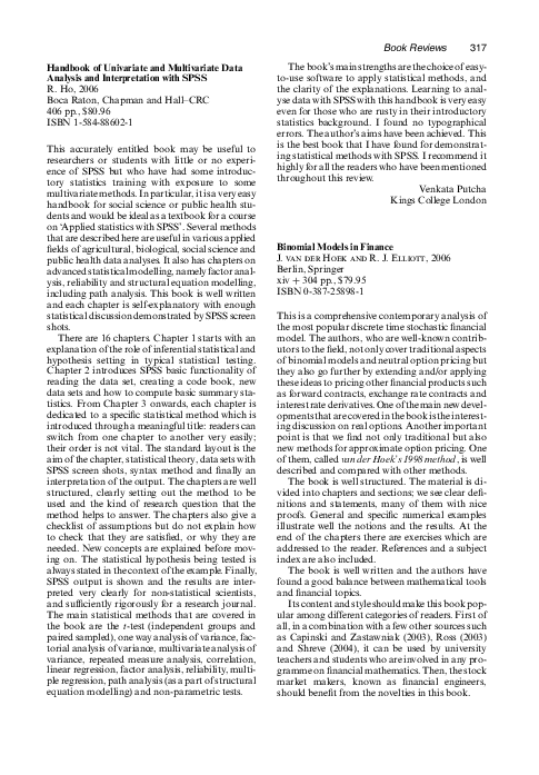 Pdf Handbook Of Univariate And Multivariate Data Analysis And Interpretation With Spss