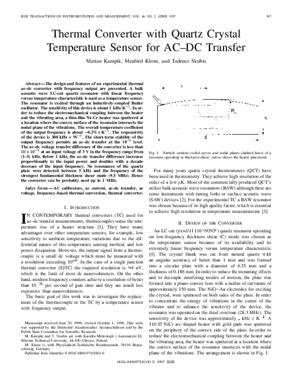 (PDF) Thermal converter with quartz crystal temperature sensor for ac ...