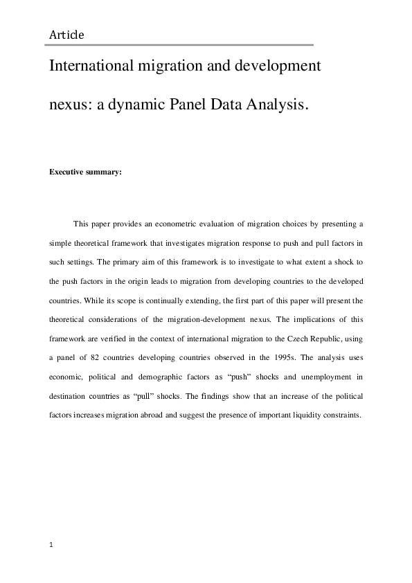 (PDF) International migration and development nexus: a dynamic Panel Data Analysis.