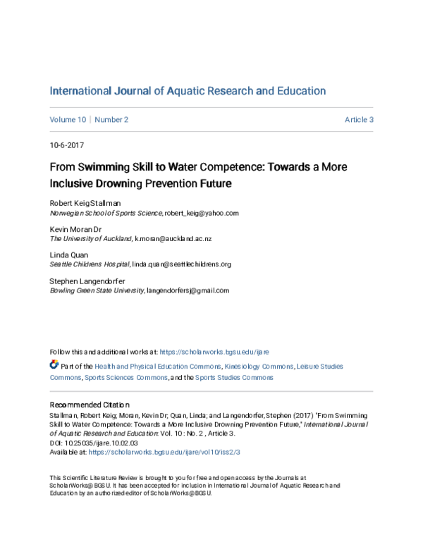 (PDF) From Swimming Skill to Water Competence: Towards a More Inclusive ...