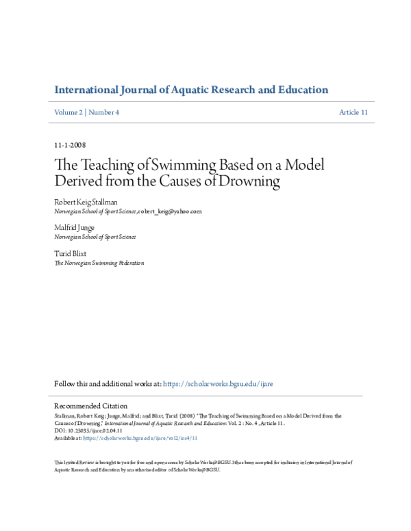 (PDF) The Teaching of Swimming Based on a Model Derived from the Causes ...