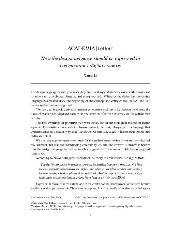 (PDF) How the design language should be expressed in contemporary ...