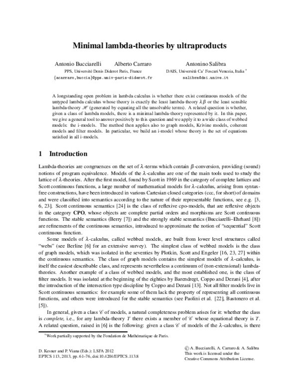 (PDF) Minimal lambda-theories by ultraproducts