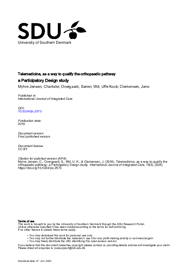 (PDF) Telemedicine, as a way to qualify the orthopaedic pathway – a ...