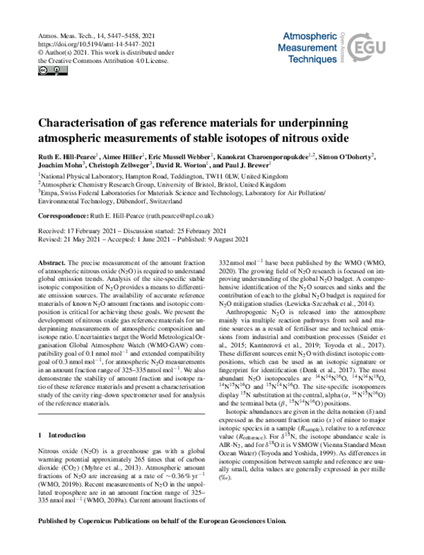 (PDF) Characterisation of gas reference materials for underpinning ...