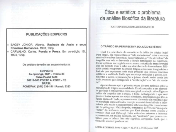 (PDF) Ética e Estética: O Problema Da Análise Filosófica Da Literatura ...
