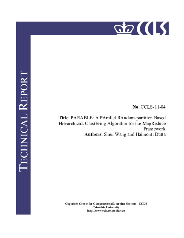 Pdf Parable A Parallel Random Partition Based Hierarchical Clustering Algorithm For The