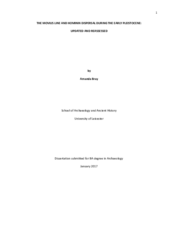 (PDF) The Movius Line and Hominin Dispersal During the Early ...