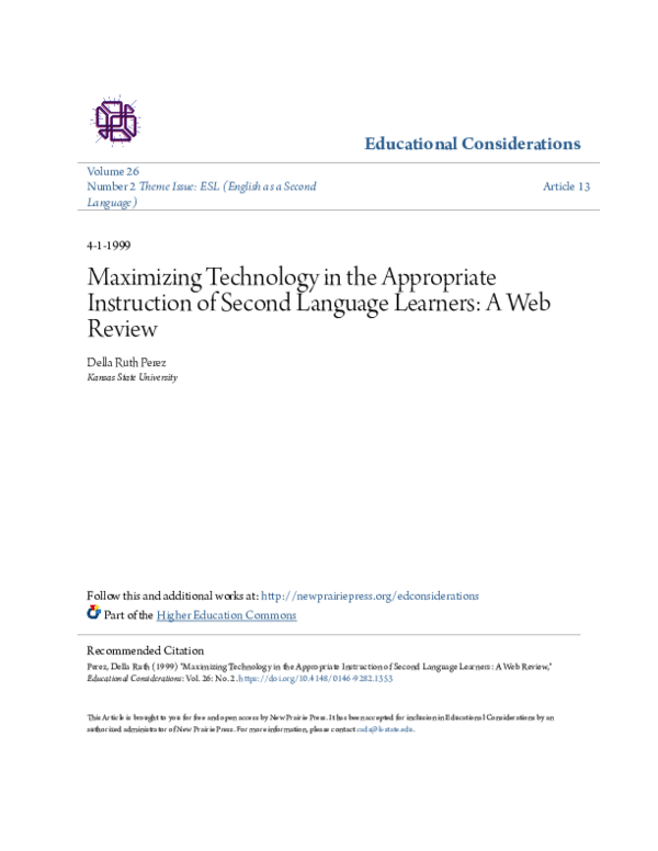 (PDF) Maximizing Technology in the Appropriate Instruction of Second ...