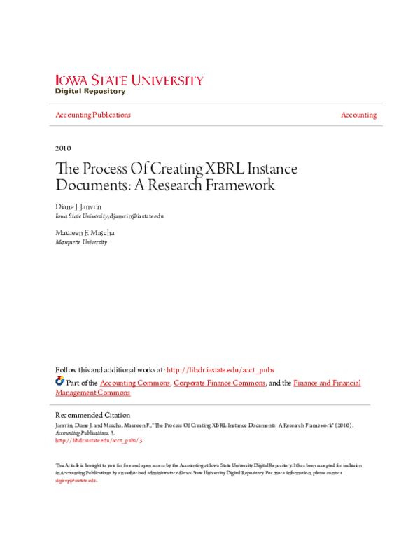 The Process Of Creating XBRL Instance Documents: A Research Framework