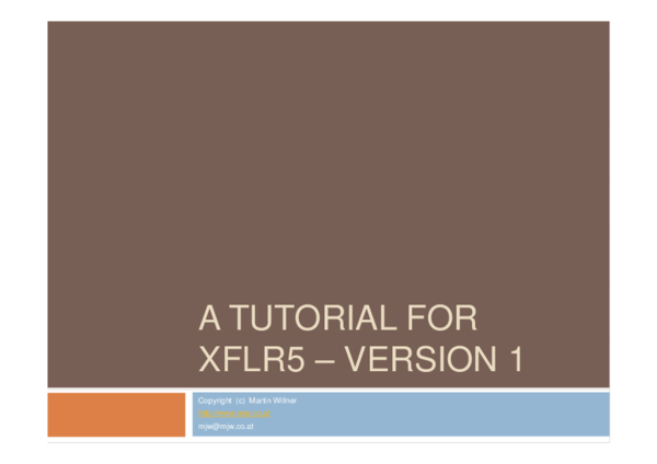 (PDF) A TUTORIAL FOR XFLR5 -VERSION 1