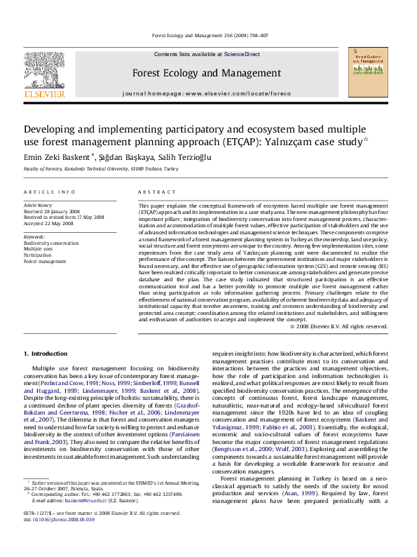 (PDF) Ecosystem-Based Forest Management: Yalnızçam Study