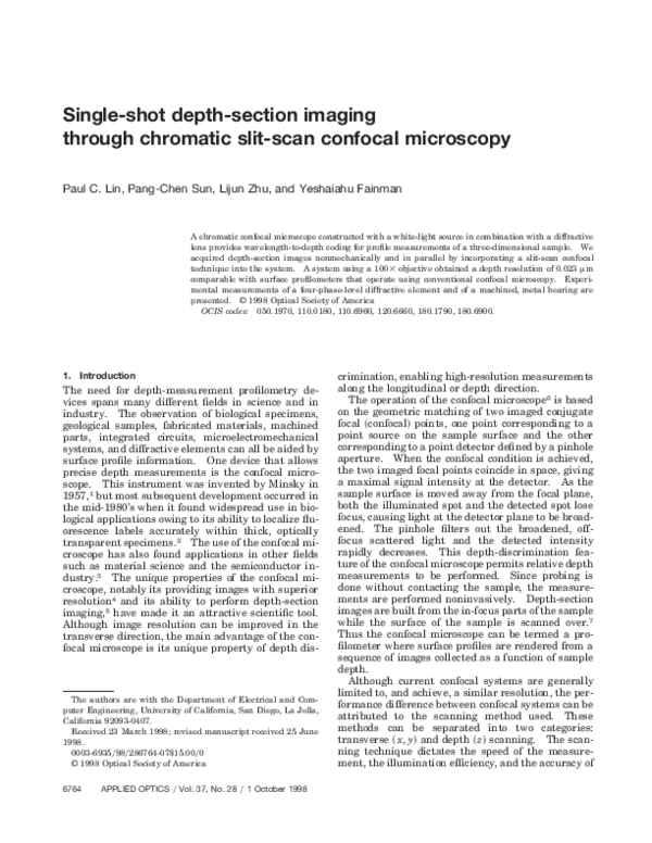 (PDF) Single-Shot Depth-Section Imaging Through Chromatic Slit-Scan ...