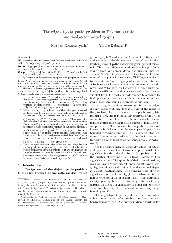 (PDF) The edge-disjoint paths problem in Eulerian graphs and 4-edge-connected graphs