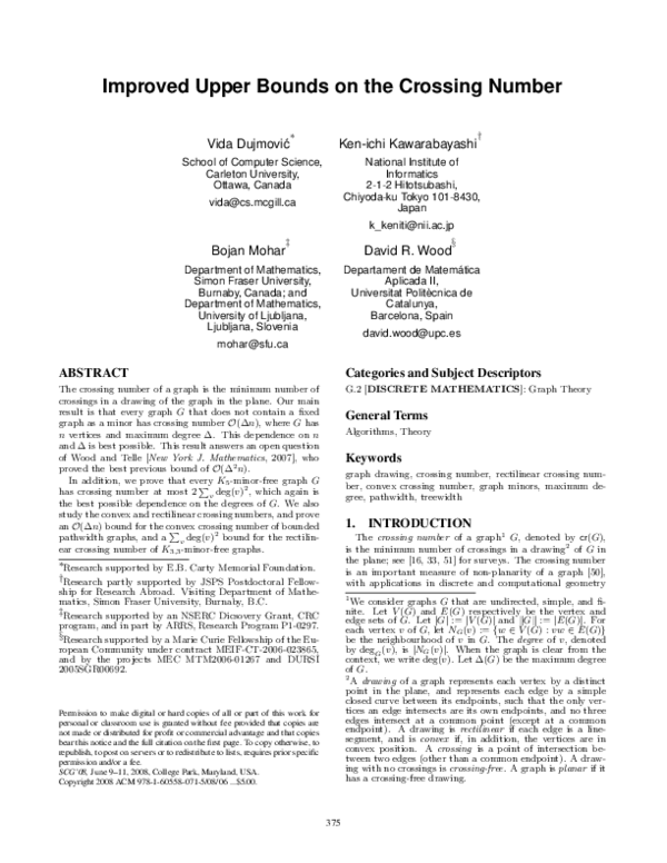 (PDF) Improved upper bounds on the crossing number