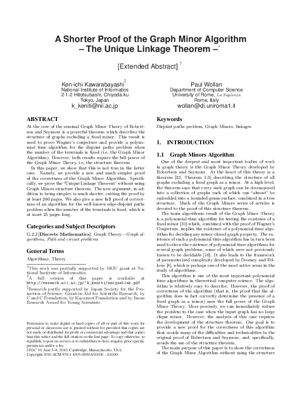 (PDF) A shorter proof of the graph minor algorithm