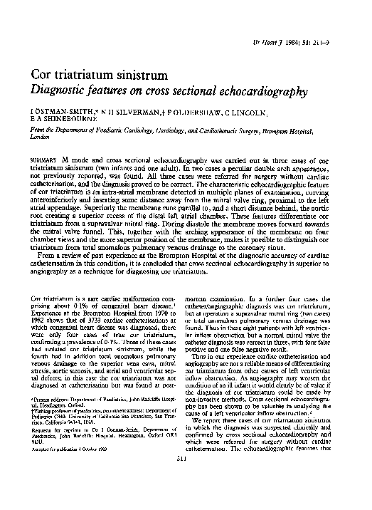 (PDF) Cor triatriatum sinistrum. Diagnostic features on cross sectional ...