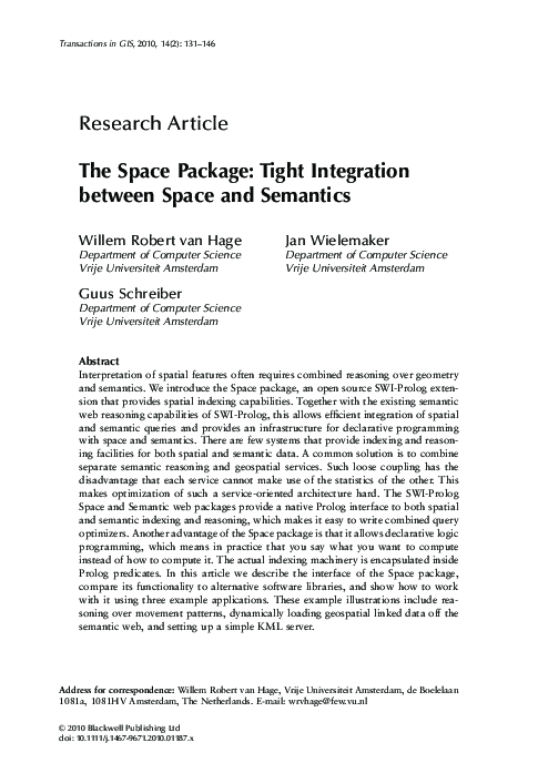 (PDF) The Space Package: Tight Integration between Space and Semantics