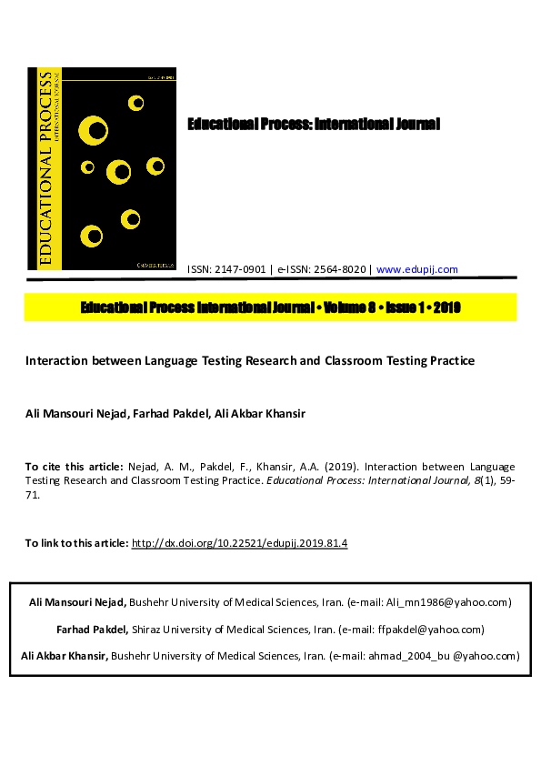 (PDF) Interaction between Language Testing Research and Classroom ...