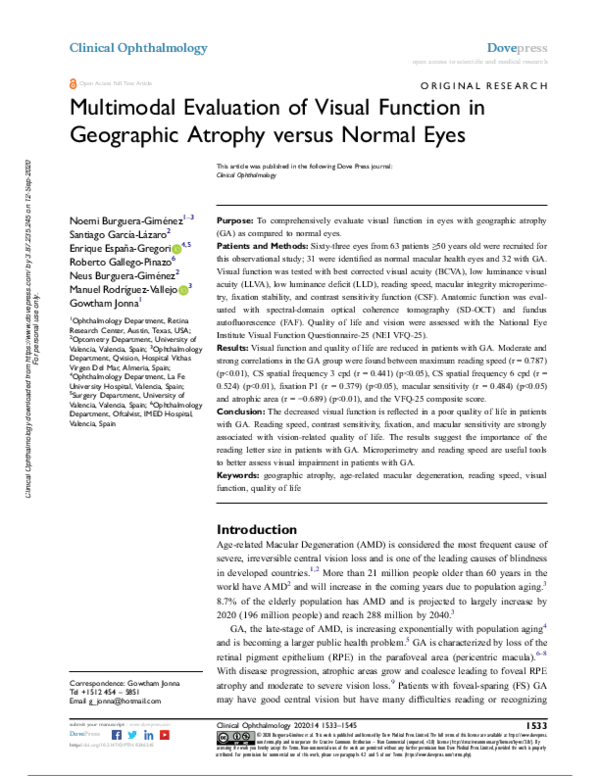 (PDF) Multimodal Evaluation of Visual Function in Geographic Atrophy ...