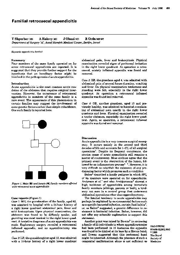 (PDF) Familial retrocaecal appendicitis