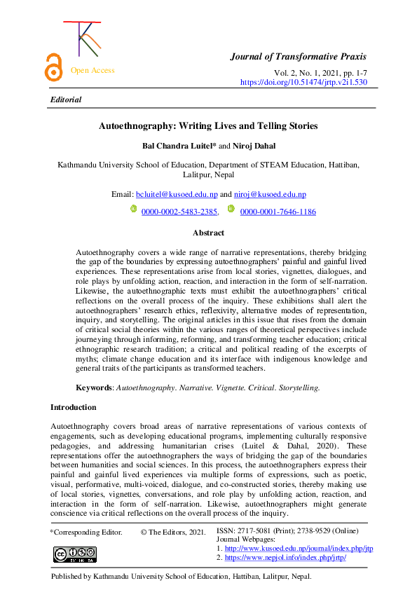 (PDF) Autoethnography: Writing Lives and Telling Stories