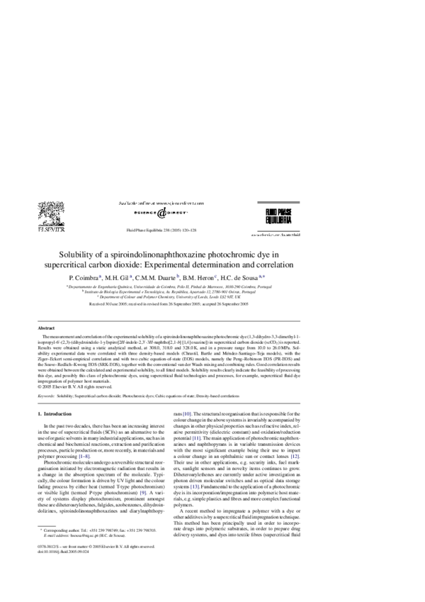 (PDF) Solubility of a spiroindolinonaphthoxazine photochromic dye in supercritical carbon ...
