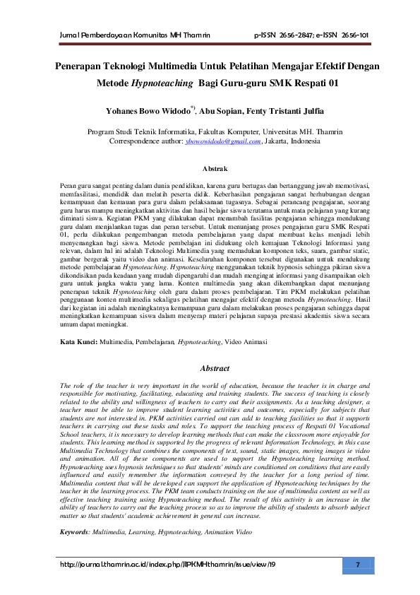 (PDF) Penerapan Teknologi Multimedia Untuk Pelatihan Mengajar Efektif Dengan Metode ...