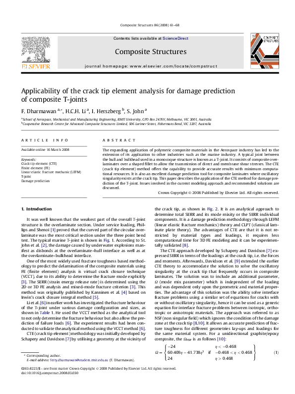 (PDF) Applicability of the crack tip element analysis for damage ...