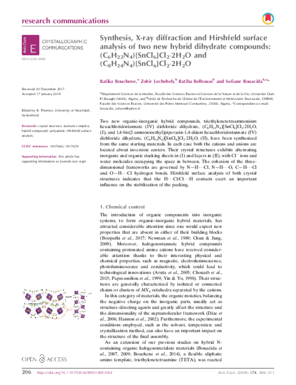 (PDF) Synthesis, X-ray diffraction and Hirshfeld surface analysis of ...