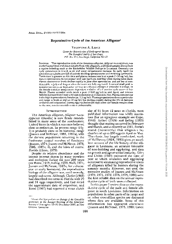 (PDF) Reproductive cycle of the American alligator
