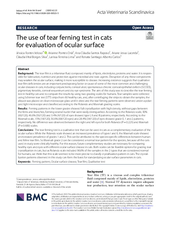 (PDF) The use of tear ferning test in cats for evaluation of ocular surface