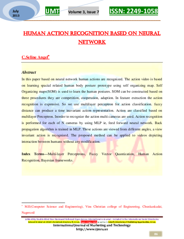 (PDF) HUMAN ACTION RECOGNITION BASED ON NEURAL NETWORK