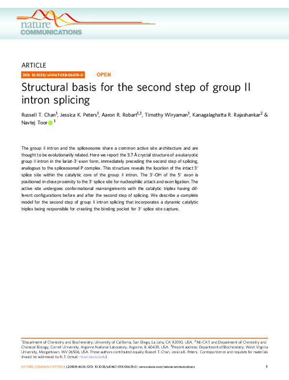 (PDF) Structural basis for the second step of group II intron splicing