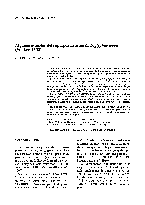 (PDF) Algunos aspectos del superparasitismo de Diglyphus isaea (Walker ...