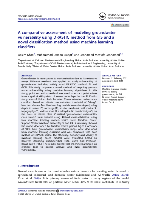Pdf A Comparative Assessment Of Modeling Groundwater Vulnerability Using Drastic Method From