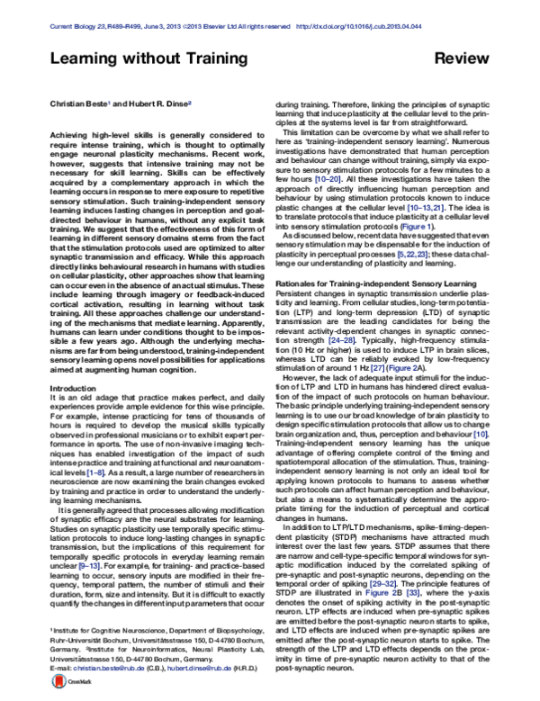 (PDF) Learning without Training