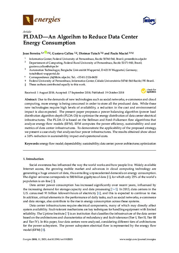 (PDF) PLDAD—An Algorihm to Reduce Data Center Energy Consumption