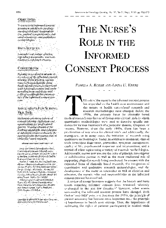 (PDF) The nurse's role in the informed consent process