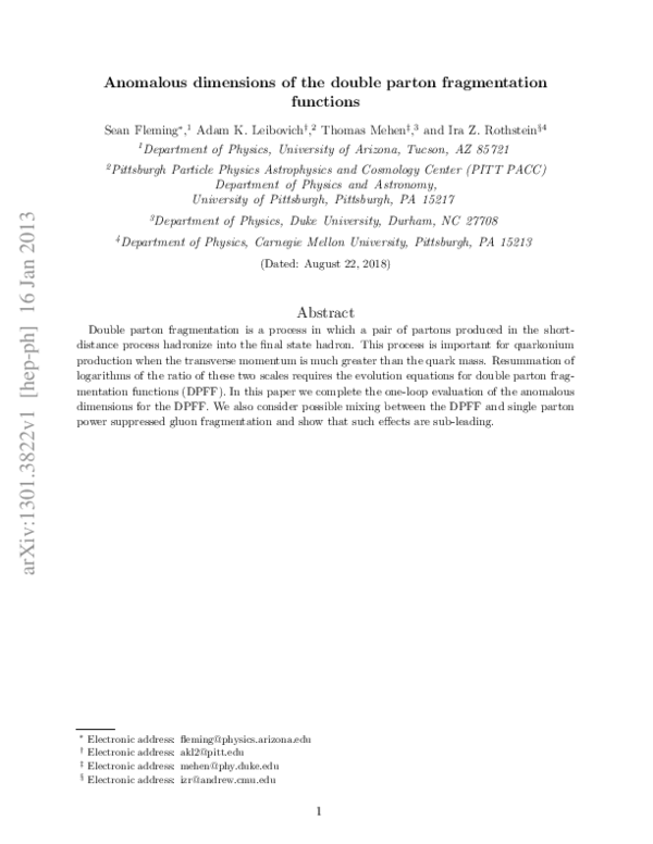 (PDF) Anomalous dimensions of the double parton fragmentation functions