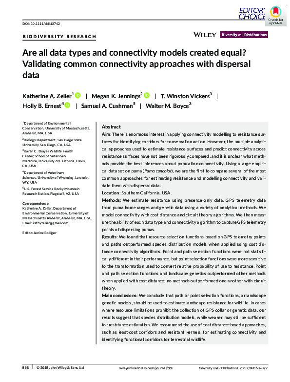(PDF) Comparing Connectivity Models with Puma Data