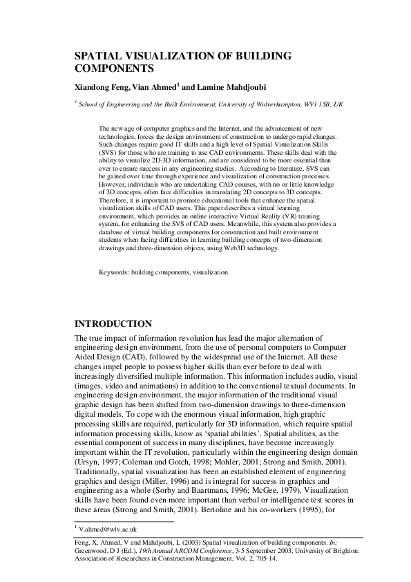 (PDF) Spatial Visualization of Building Components