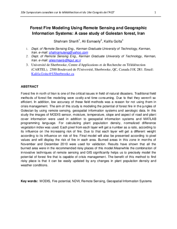(PDF) Forest Fire Modeling Using Remote Sensing and Geographic ...