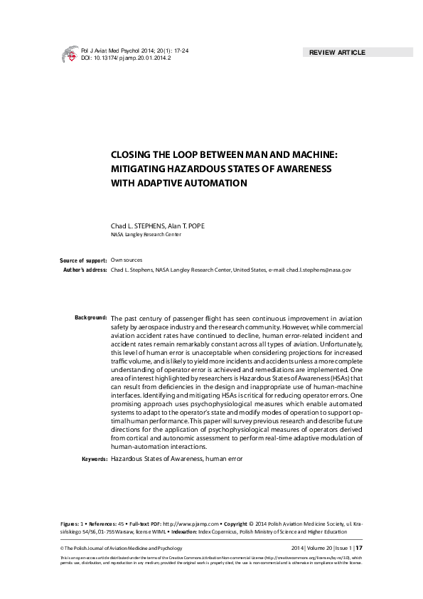 (PDF) Closing the Loop Between Man and Machine: Mitigating Hazardous ...