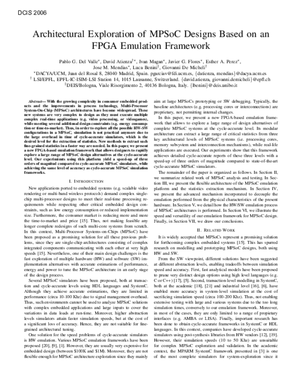 Pdf Architectural Exploration Of Mpsoc Designs Based On An Fpga Emulation Framework